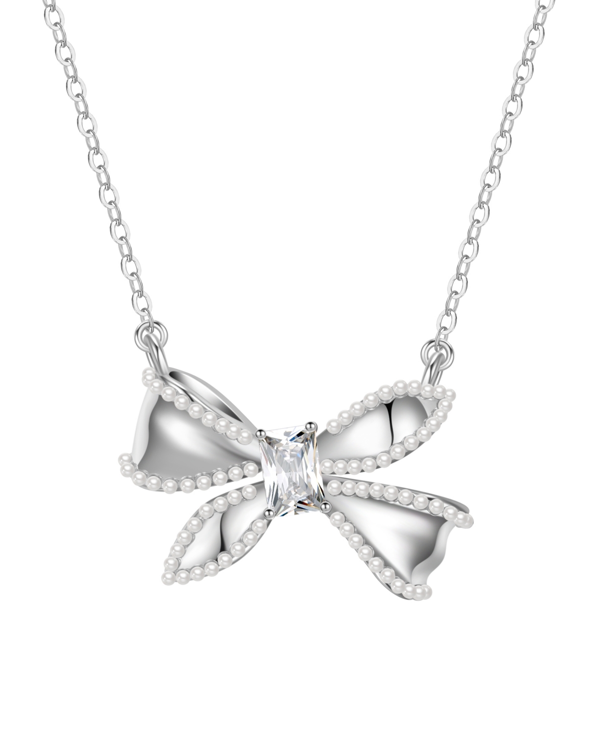 Click here for Macys Imitation Pearl and Cubic Zirconia Bow Penda... prices