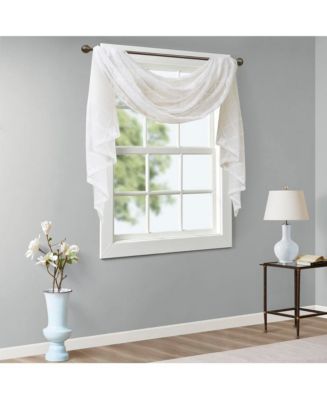 Gracie Mills Irina Diamond Sheer Embroidered Window Scarf Drape ...