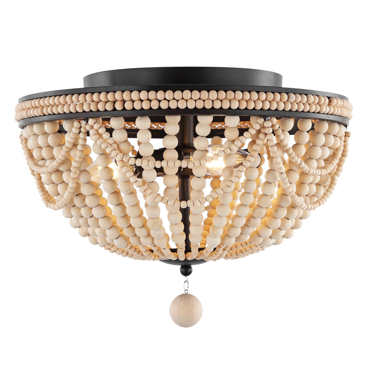Click here for Dune Wood Bead Bohemian Farmhouse Iron Led Semi Fl... prices