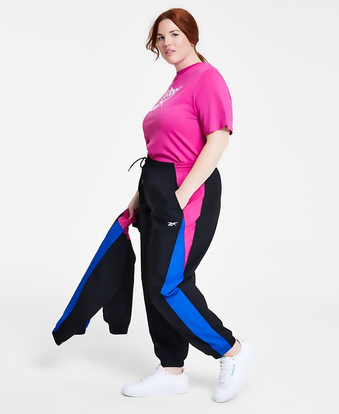 Reebok Plus Size Pull-On Logo Woven Track Pants - Macy's