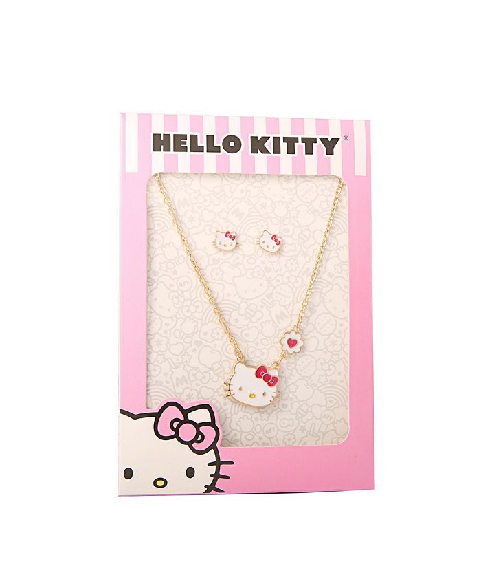 Hello Kitty Necklace and Stud Earrings Jewelry Set - 18+3" - Macy's