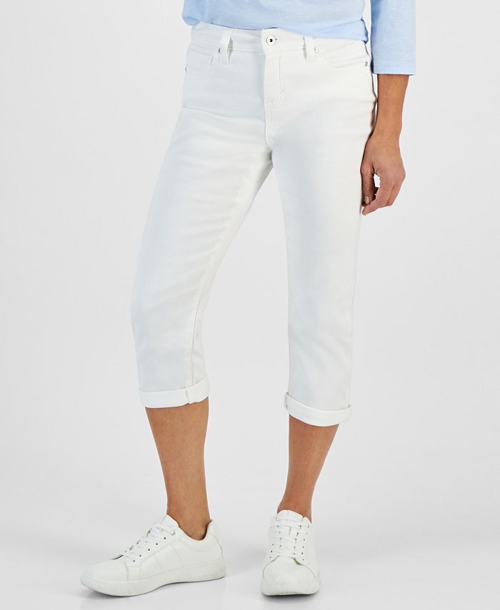 Style & Co Petite Mid-Rise Curvy Roll-Cuff Capri Jeans, Created for ...