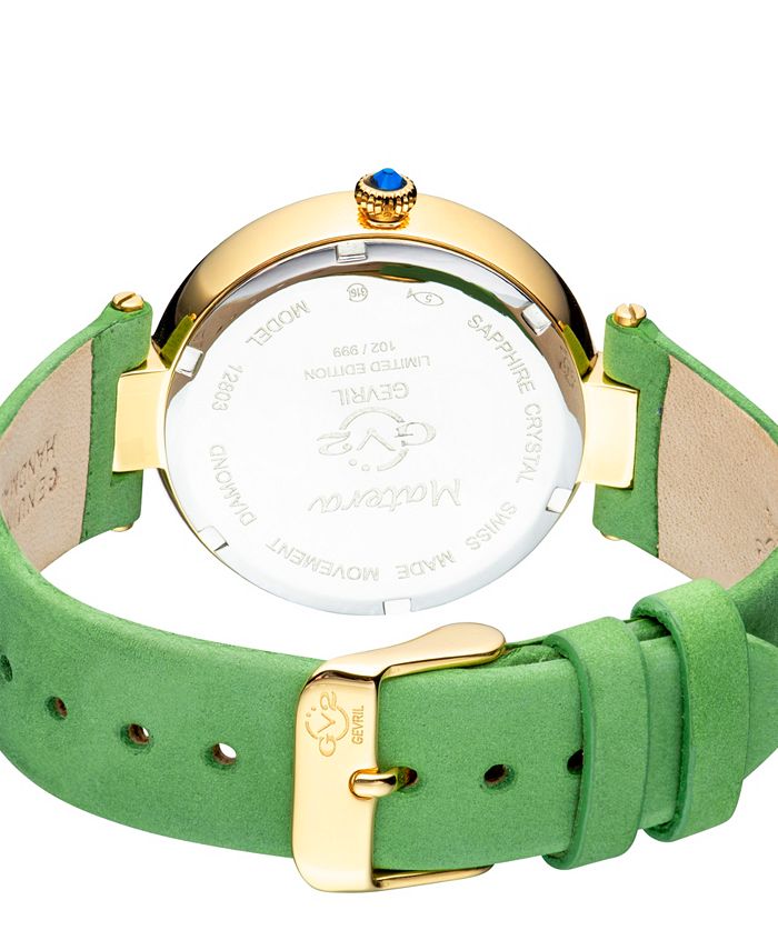 GV2 by Gevril Women's Matera Swiss Quartz Green Italian Suede Watch ...