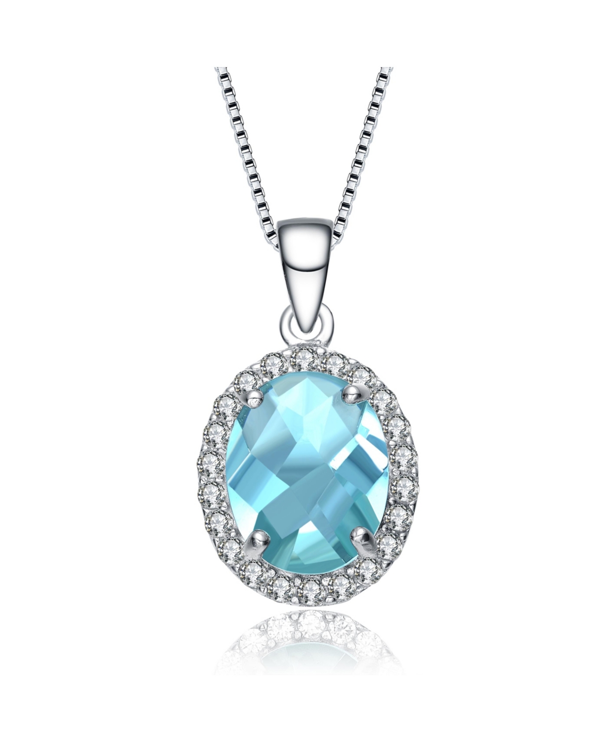 Click here for Sterling Silver White Gold Plated Oval Ice Blue Cu... prices