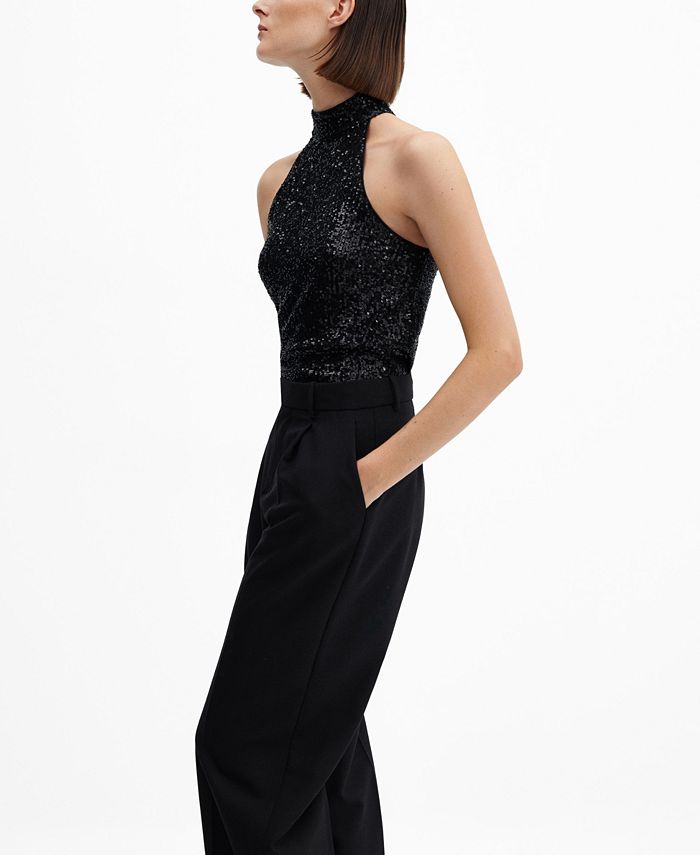 MANGO Women's Sequin Halter Top - Macy's