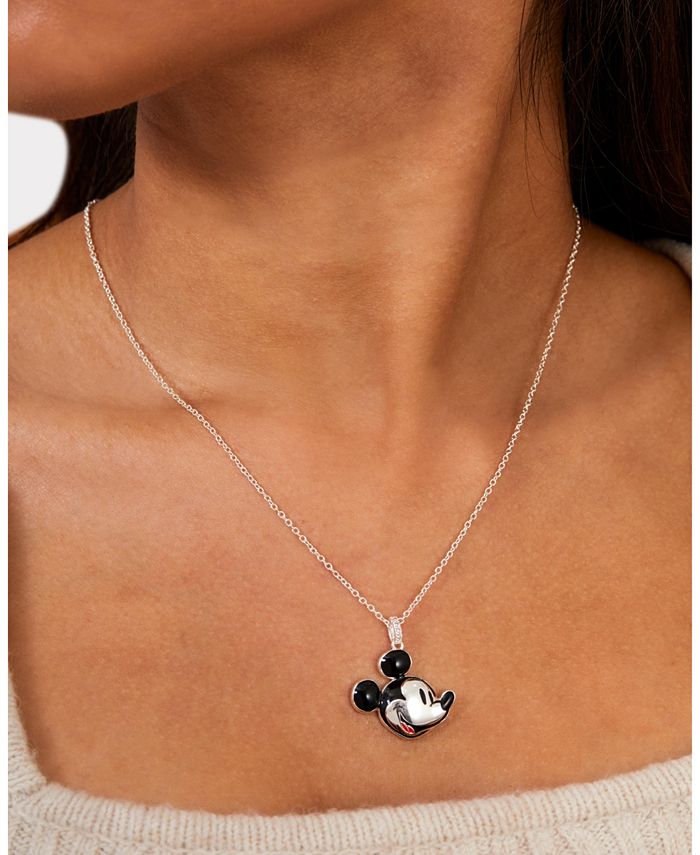 Disney 100 Mickey Mouse Silver Plated Head Pendant Necklace - 18 ...