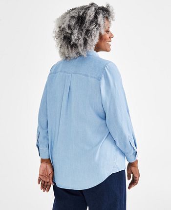 Style & Co Plus Size Perfect Popover Top, Created for Macy's - Macy's