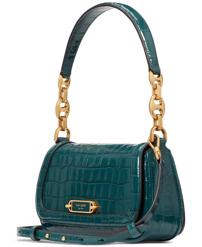 kate spade new york Gramercy Croc-Embossed Leather Flap Shoulder Bag ...