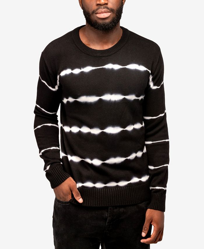 X-Ray Men's Striped Tie Dye Crew Neck Sweater - Macy's