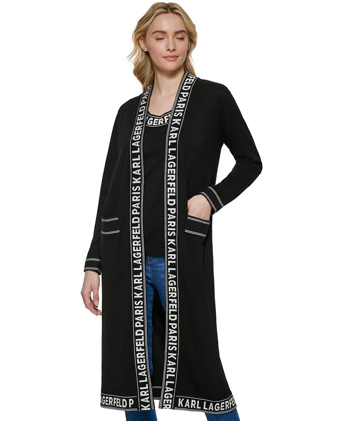 KARL LAGERFELD PARIS Women's Signature Open Duster Cardigan - Macy's