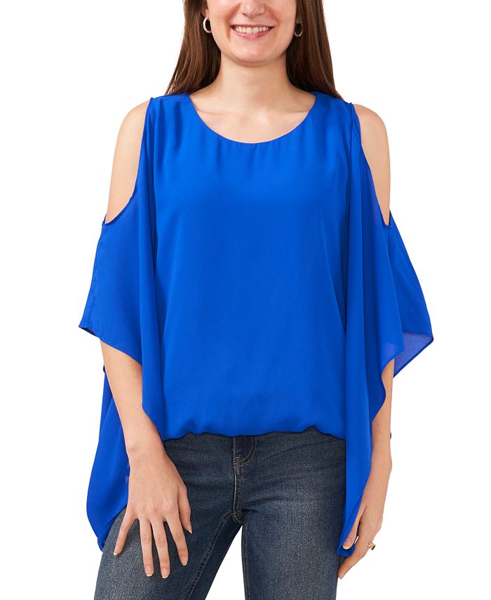 Sam & Jess Women's Cold-Shoulder Cape-Sleeve Top - Macy's