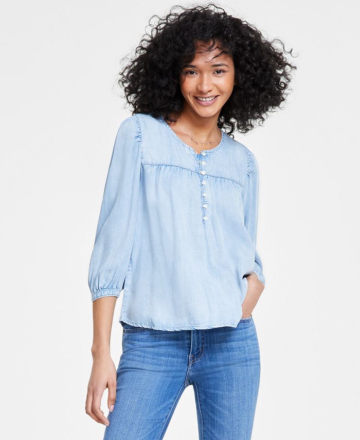 Levi's Women's Halsey 3/4-Sleeve Blouse - Macy's