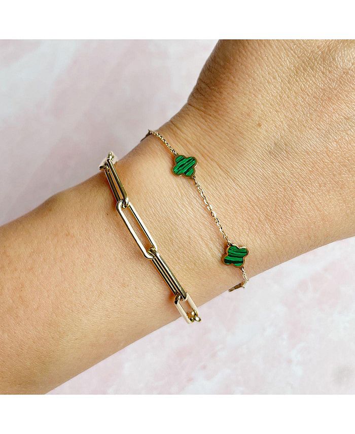 The Lovery Mini Malachite Clover Bracelet 14K Gold - Macy's