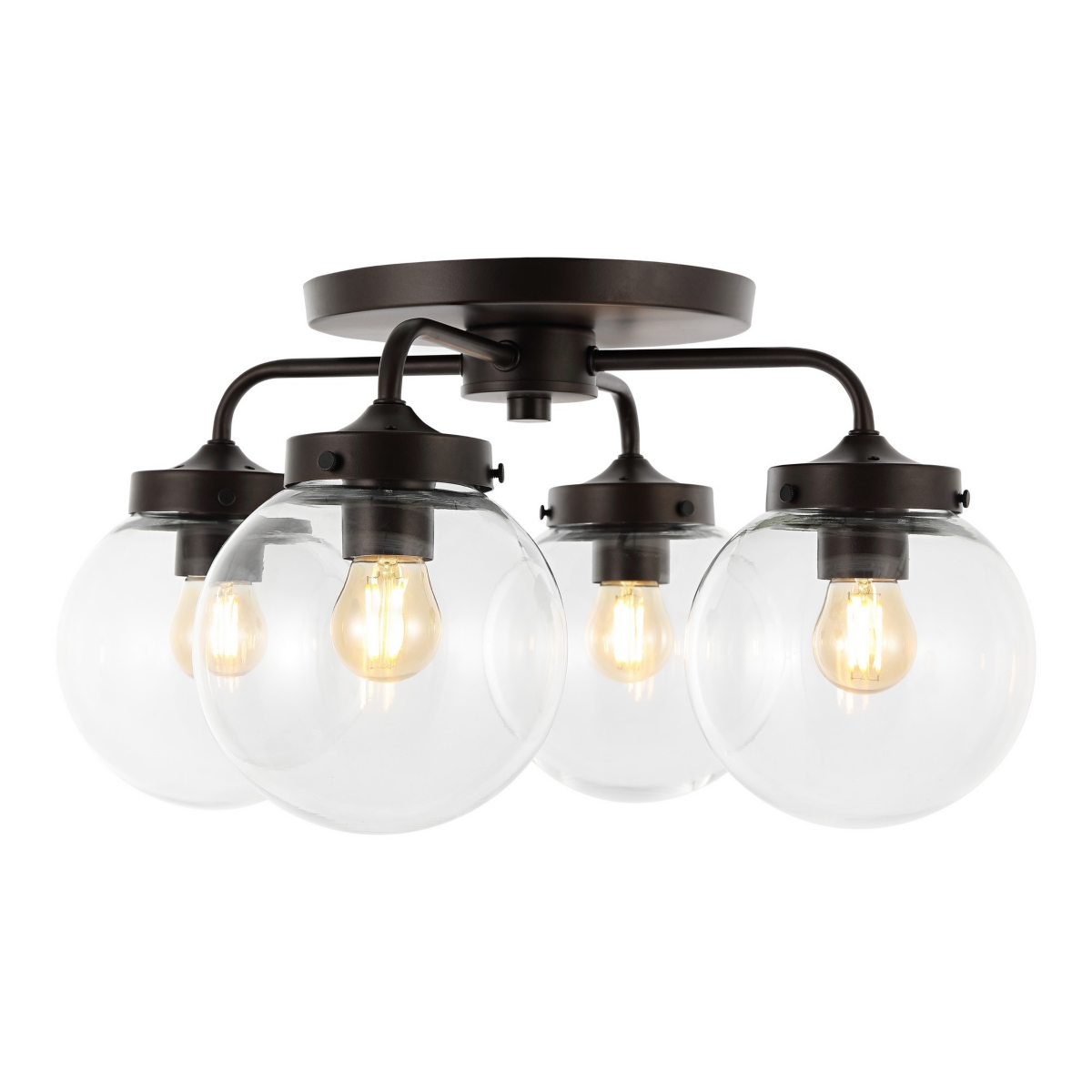 Click here for Piper Farmhouse Rustic Iron/Glass Led Semi Flush M... prices