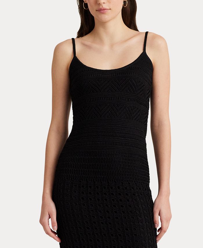 Lauren Ralph Lauren Women's Pointelle-Knit Linen-Blend Dress - Macy's