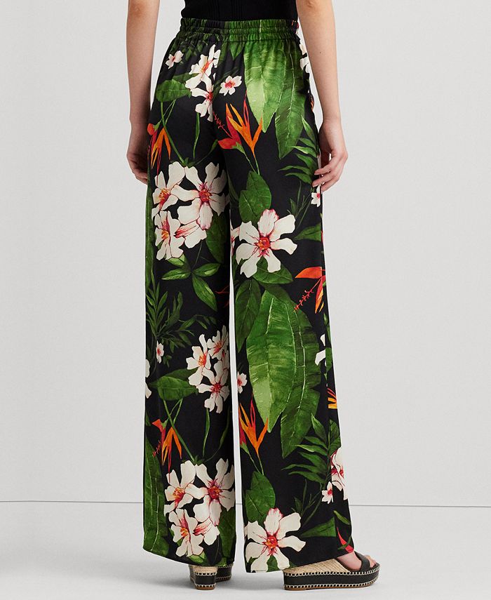 Lauren Ralph Lauren Women's Floral Satin Charmeuse Wide-Leg Pants - Macy's