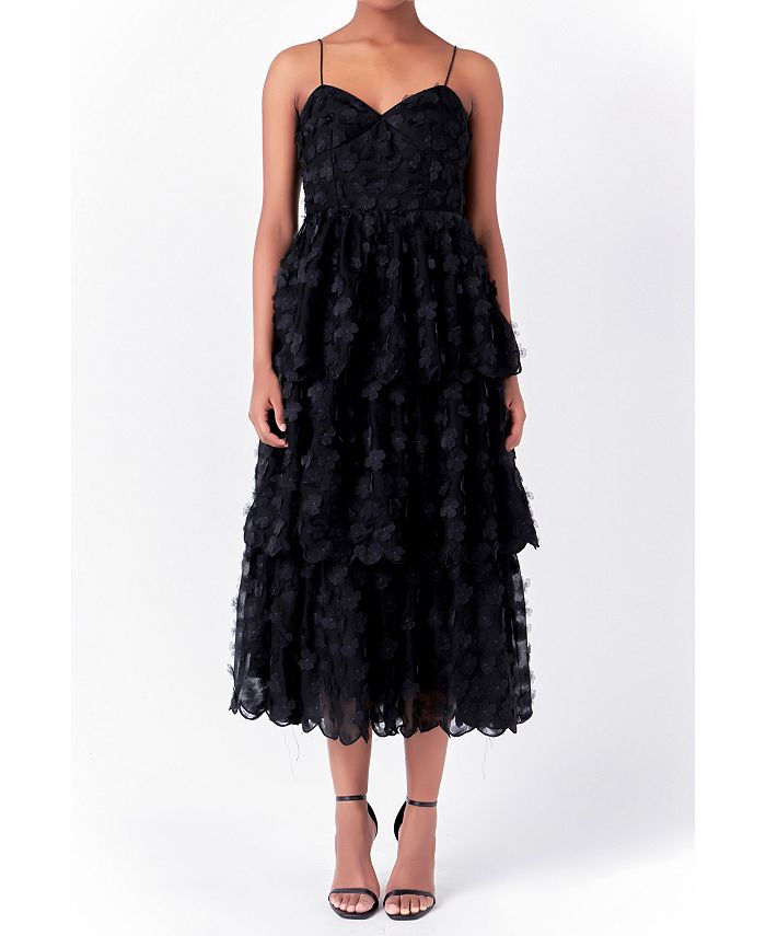 Endless Rose Womens Floral Tiered Midi Dress Macys