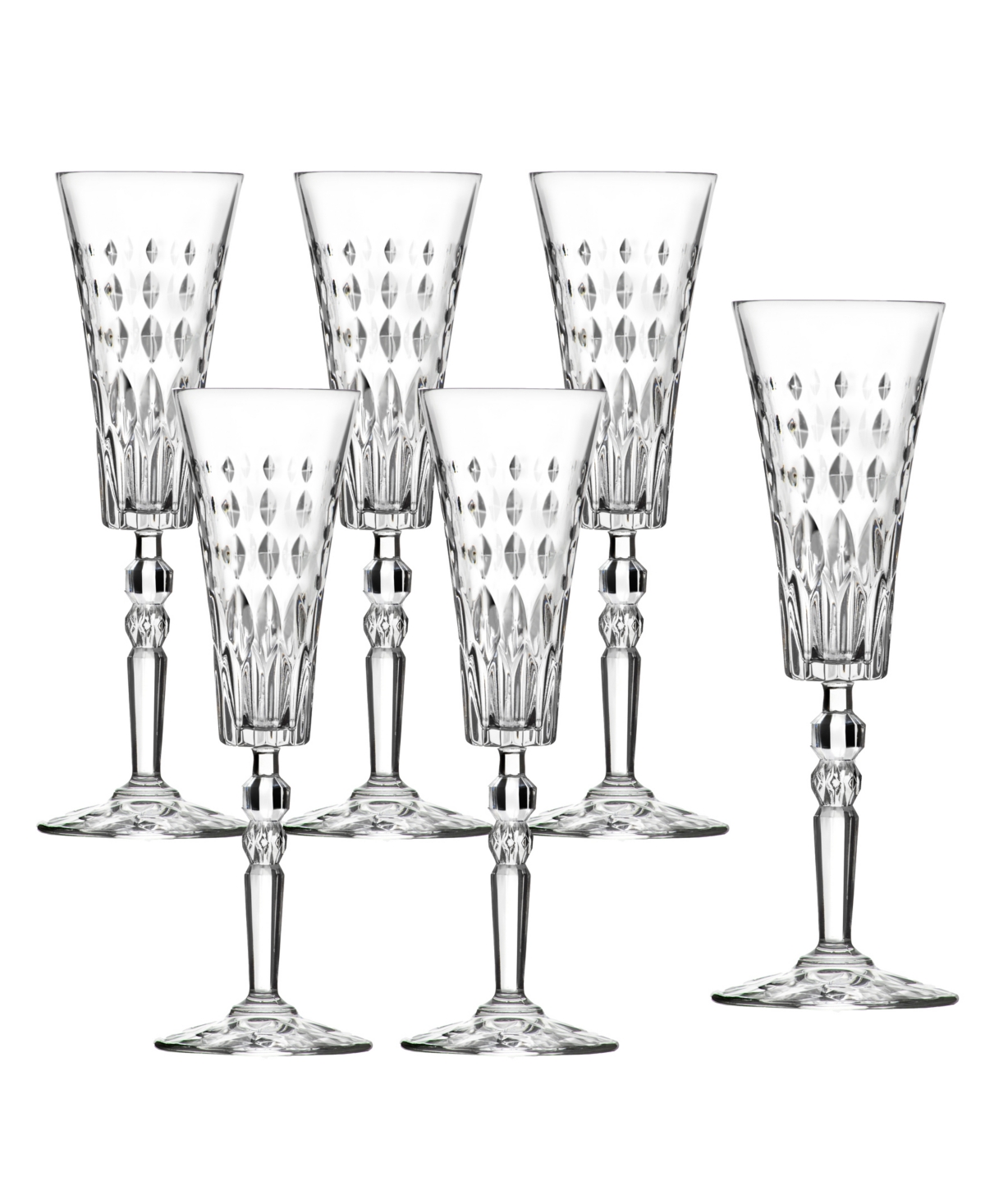 Click here for Lorren Home Trends Marilyn Set of 6 Flutes - Clear prices