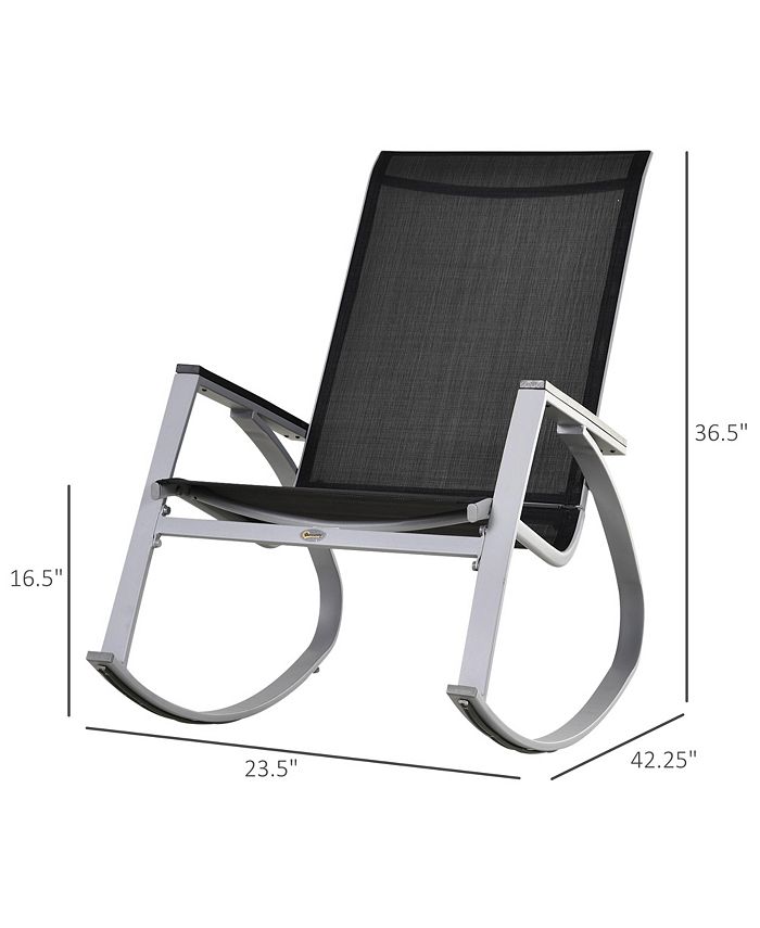 Outsunny Outdoor Modern Front Porch Patio Rocking Sling Chair - Black ...