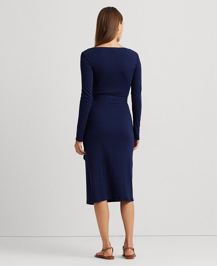Lauren Ralph Lauren Women's Belted Rib-Knit Dress - Macy's