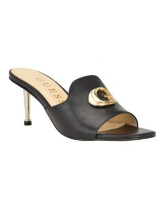 Guess Women's Snapps Logo Embellished Mule Heel Sandals - Macy's