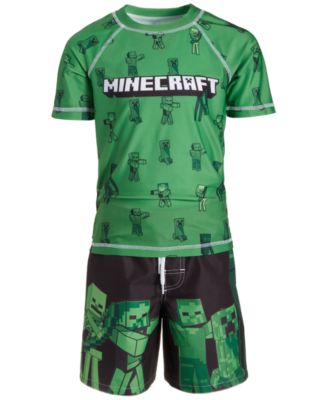 Minecraft Little Boys Rash Guard & Swim Trunks, 2 Piece Set - Macy's