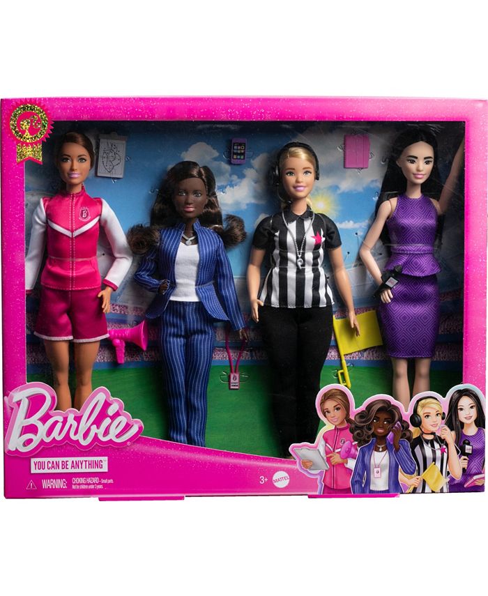 Barbie Dolls, Set of 4 Sports Career Dolls and 8 Accessories with ...