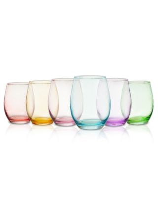 The Wine Savant Glass Colored Stemless Wine Glass, Set of 6 - Macy's