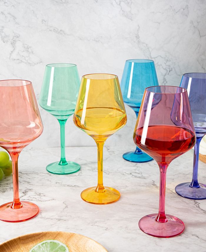 The Wine Savant Acrylic Colored European Style Crystal, Stemmed Wine ...