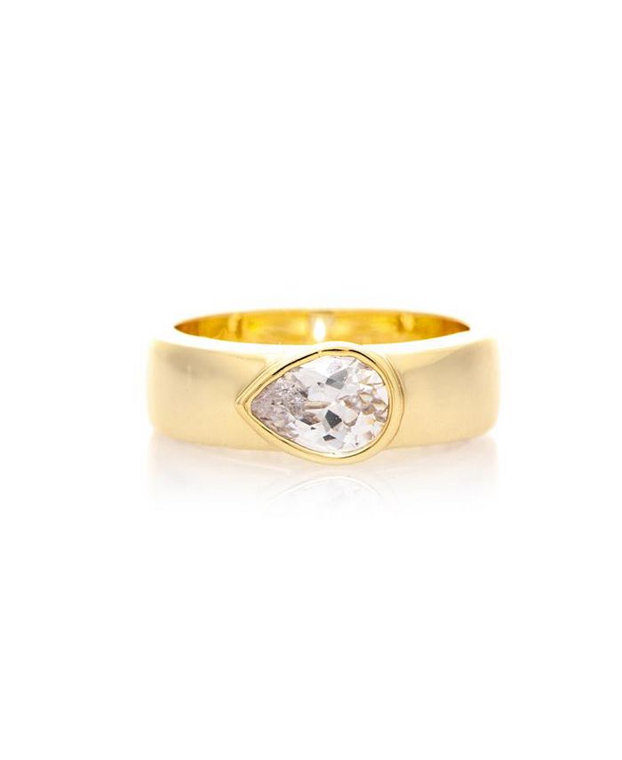 Rivka Friedman Cubic Zirconia Bezel Set Pear CZ Band Ring - Macy's