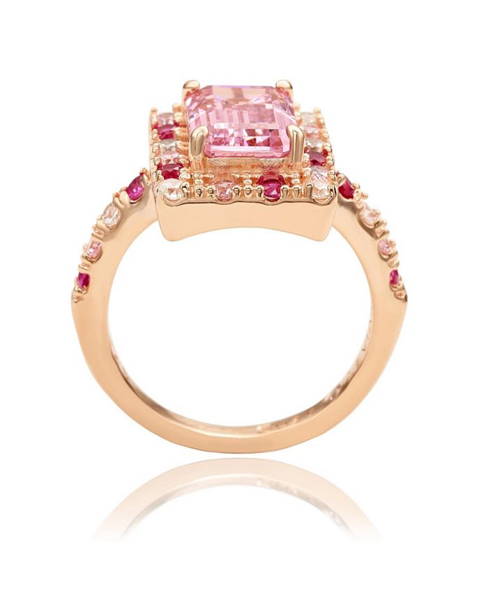 Suzy Levian New York Suzy Levian Rose Sterling Silver Emerald Cut Pink