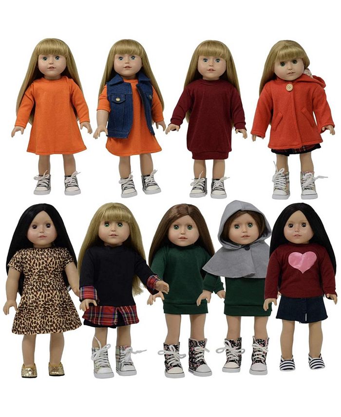 The New York Doll Collection 18-Inch Doll Set of 9 Winter Dress ...
