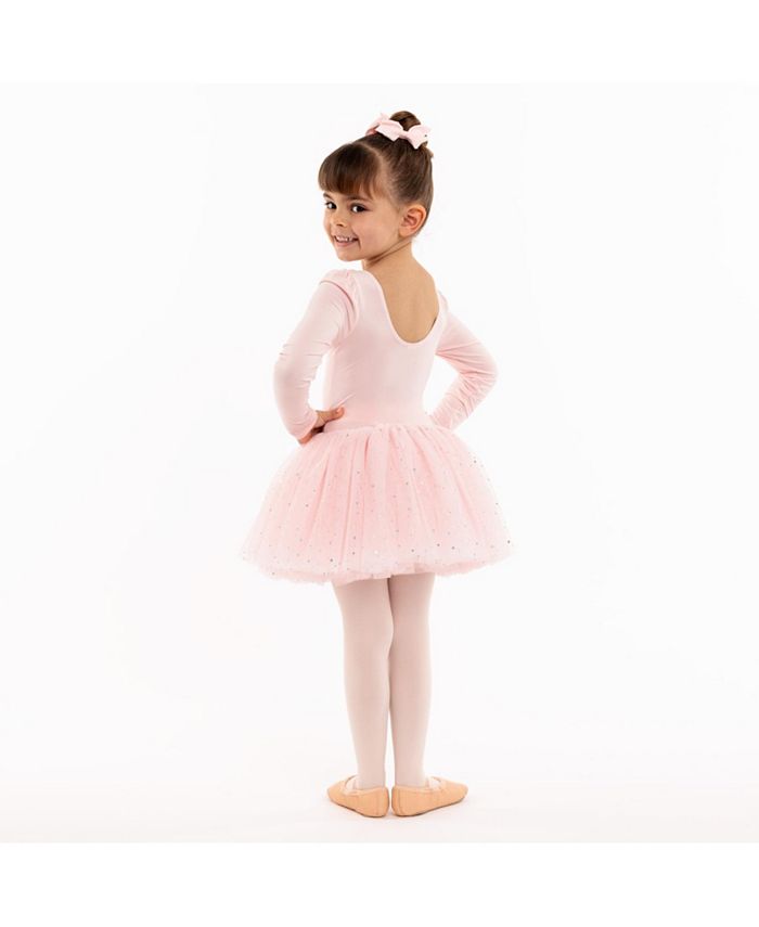 Flo Dancewear Girls Pink Long Sleeve Tutu Dress with 4 Layer Sequin ...