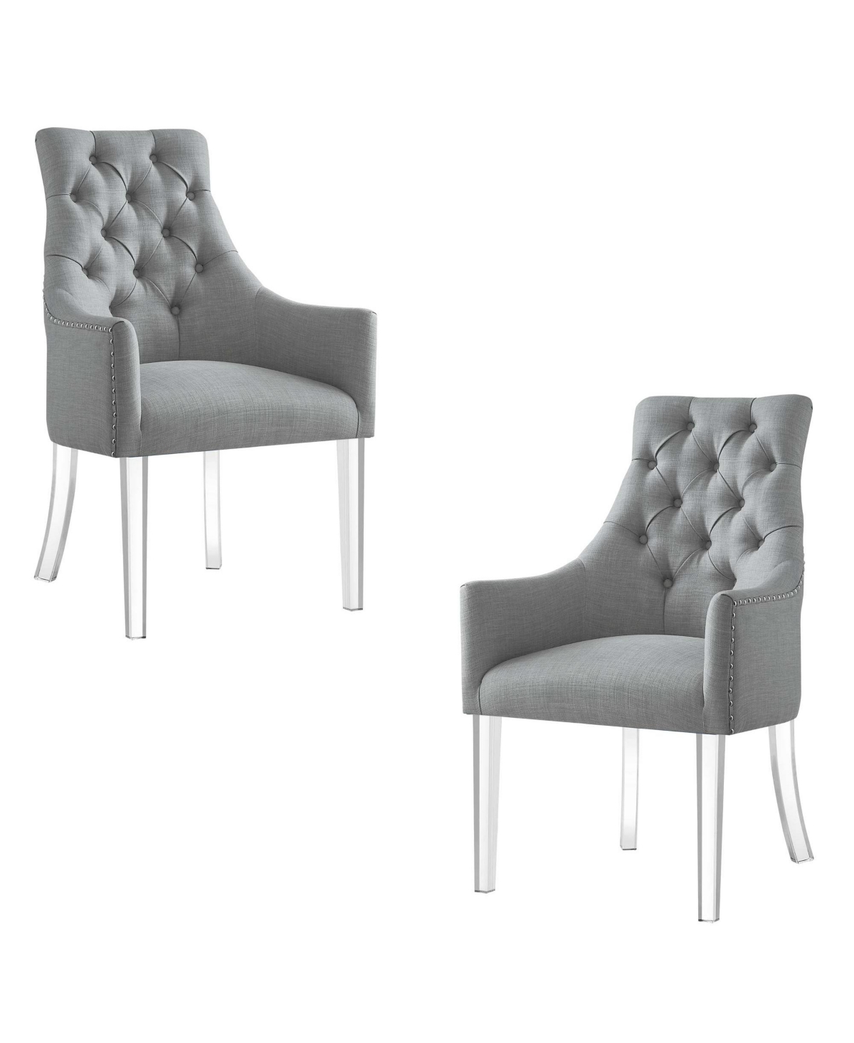 Inspired Home Winona Linen Acrylic Leg Dining Chair Set of 2 - Light grey