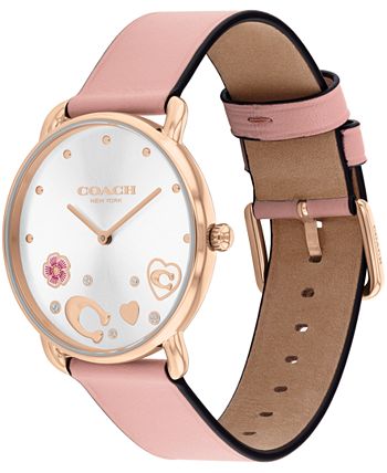 COACH Women's Elliot Blush Leather Strap Watch 36mm - Macy's