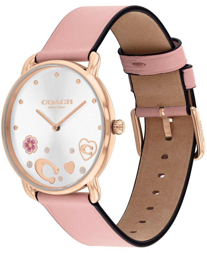 COACH Women's Elliot Blush Leather Strap Watch 36mm - Macy's