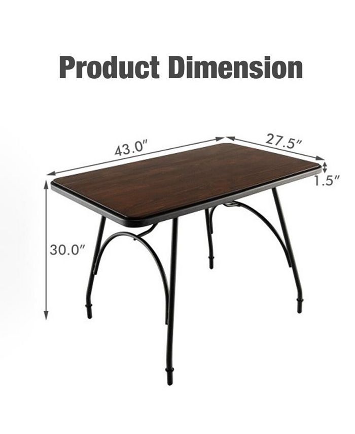 SUGIFT 43 x 27.5 Inch Industrial Style Dining Table with Adjustable ...