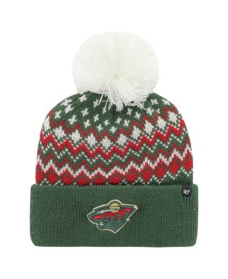 Women's '47 Brand Green Minnesota Wild Elsa Cuffed Knit Hat with Pom ...