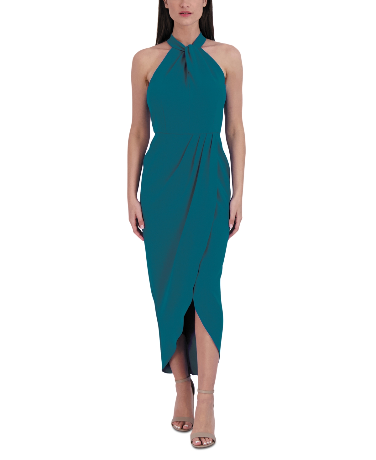 Click here for julia jordan Knot-Neck Tulip-Hem Midi Dress - Blue... prices