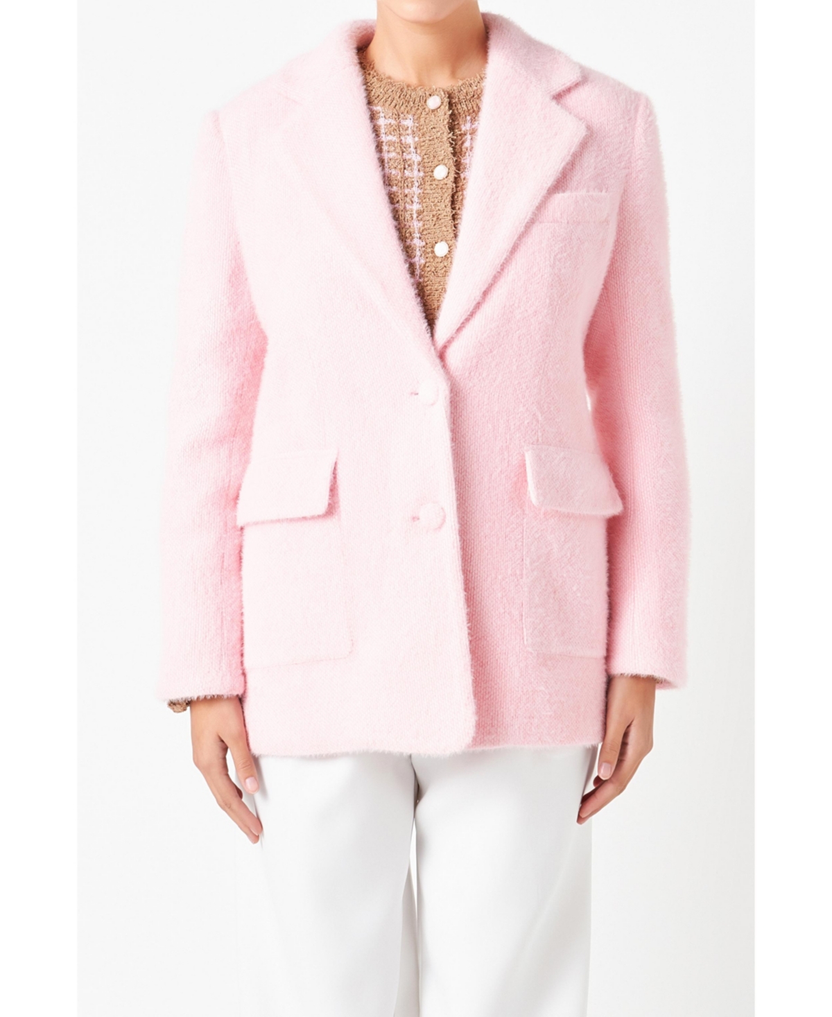 Click here for Womens Soft Buttoned Blazer - Pink prices