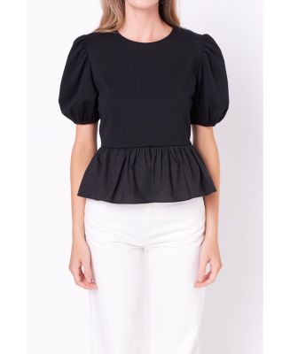 Women's Mixed Media Bubble Top - Macy's