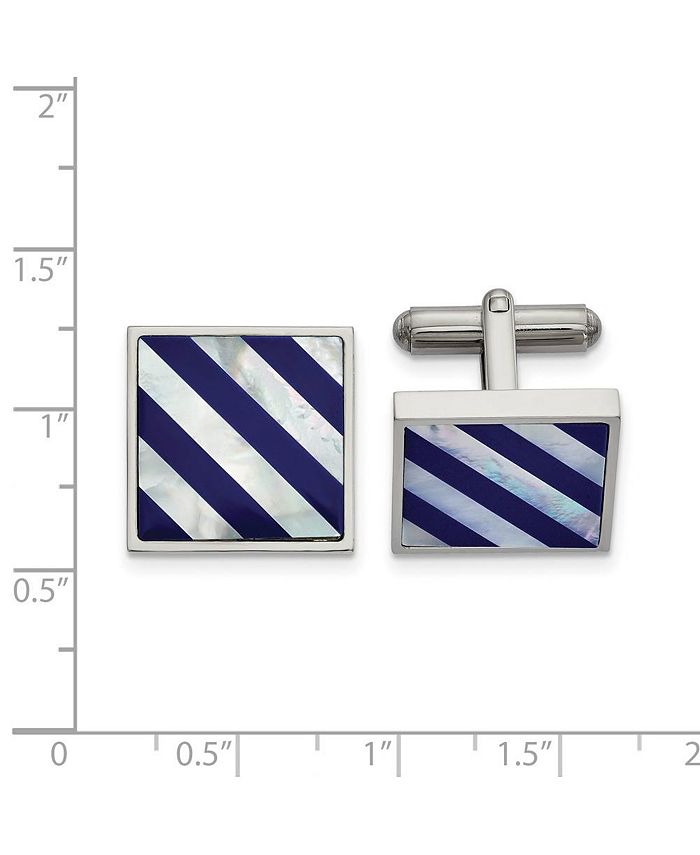 Chisel Stainless Steel Blue Shell Inlay Cufflinks - Macy's