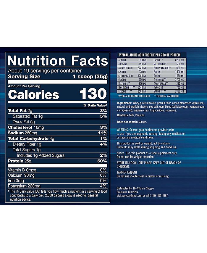 BodyTech Whey Protein Isolate Powder - Chocolate Peanut Butter (1.5 lbs ...