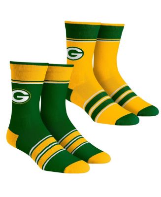 Men's and Women's Rock 'Em Socks Green Bay Packers Multi-Stripe 2-Pack ...