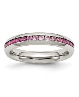 Chisel Stainless Steel Polished 4mm July Dark Pink CZ Ring - Macy's