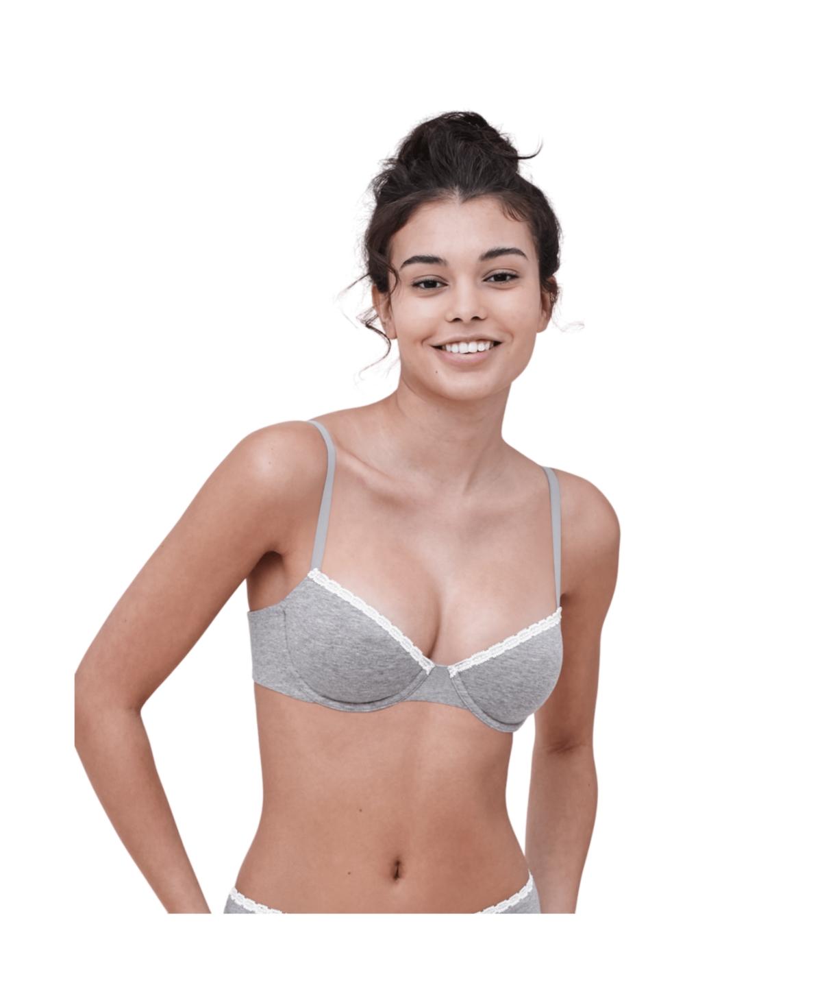 Click here for Womens Adorned Cotton Underwire Bra - Heather grey... prices