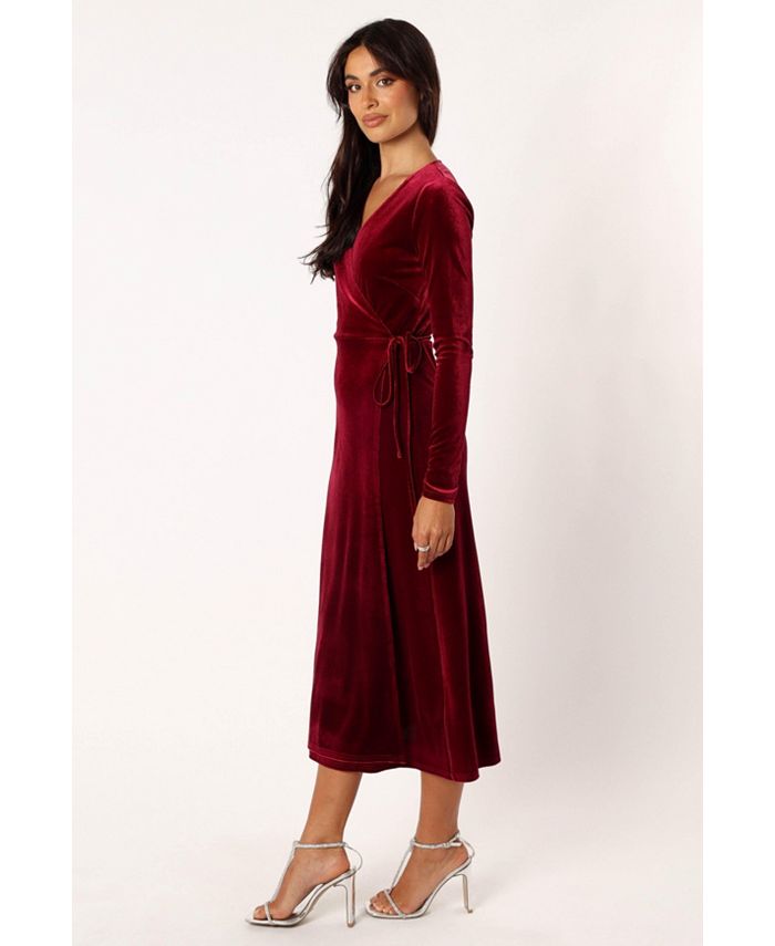 Petal and Pup Womens Darby Long Sleeve Midi Dress - Burgundy - Macy's