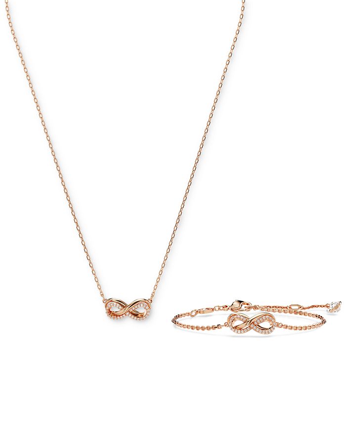 Swarovski Rose Gold-Tone Hyperbola Infinity Bangle Bracelet & Pendant ...