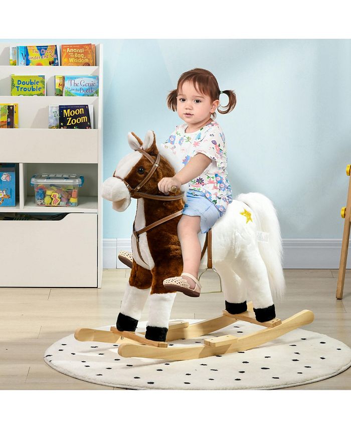 Qaba Rocking Horse Toddler Ride on Horse with Sound Saddle, Brown - Macy's