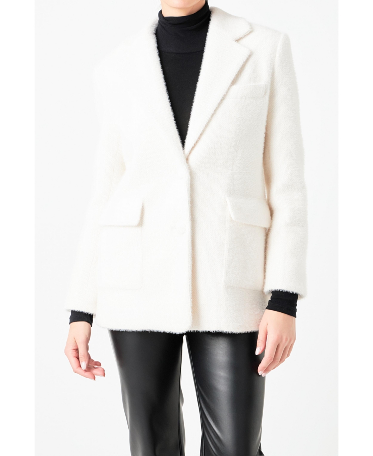 Click here for Womens Soft Buttoned Blazer - White prices